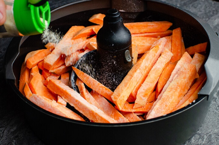 Loaded Vegan Sweet Potato Fries - with BBQ Textured Protein Chunks