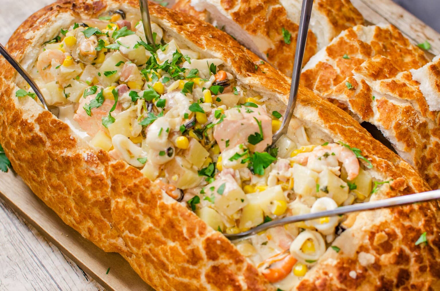 Fish Chowder Bread Boat - Easy to Follow Make from Scratch
