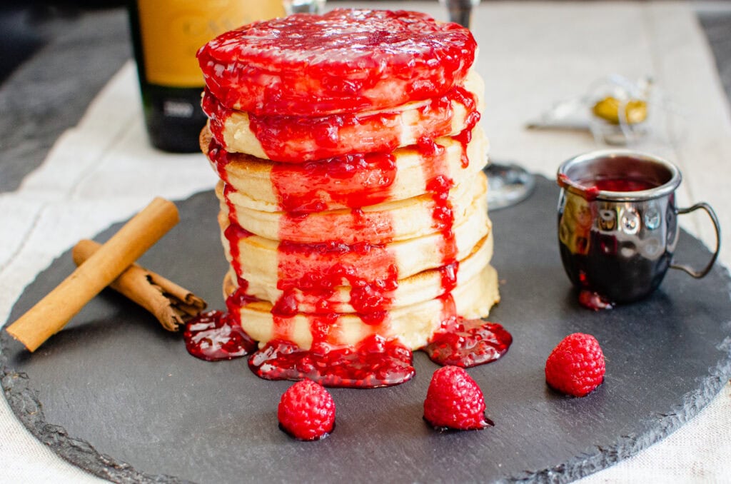 Thick Fluffy Pancakes Stack - Breakfast, Brunch or Dessert Recipe