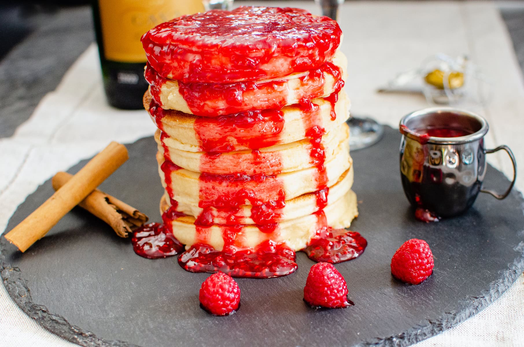 Thick Fluffy Pancakes Stack - Breakfast, Brunch or Dessert Recipe