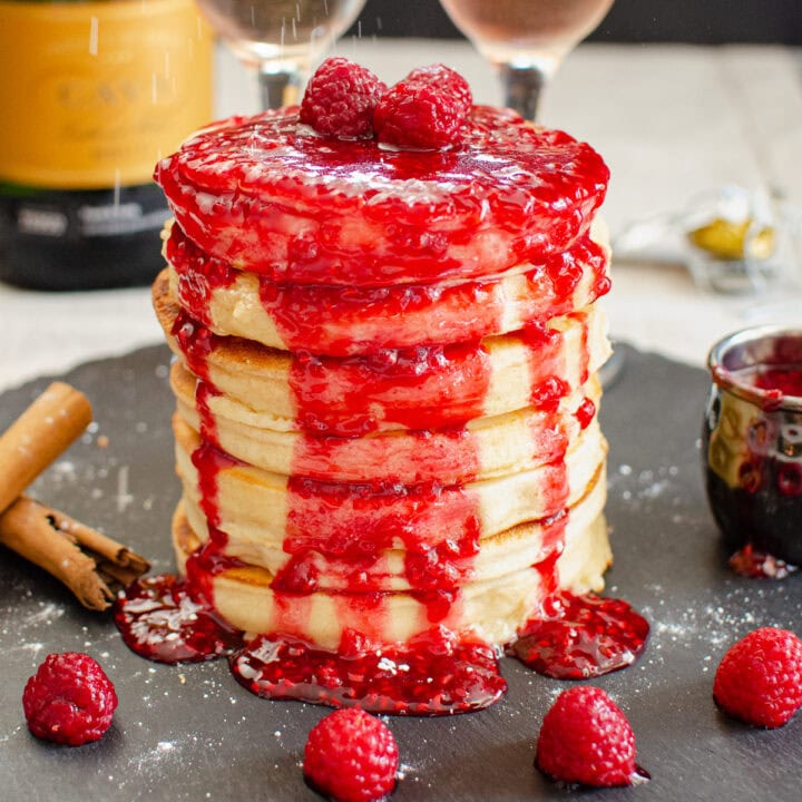 Thick Fluffy Pancakes Stack - Breakfast, Brunch or Dessert Recipe