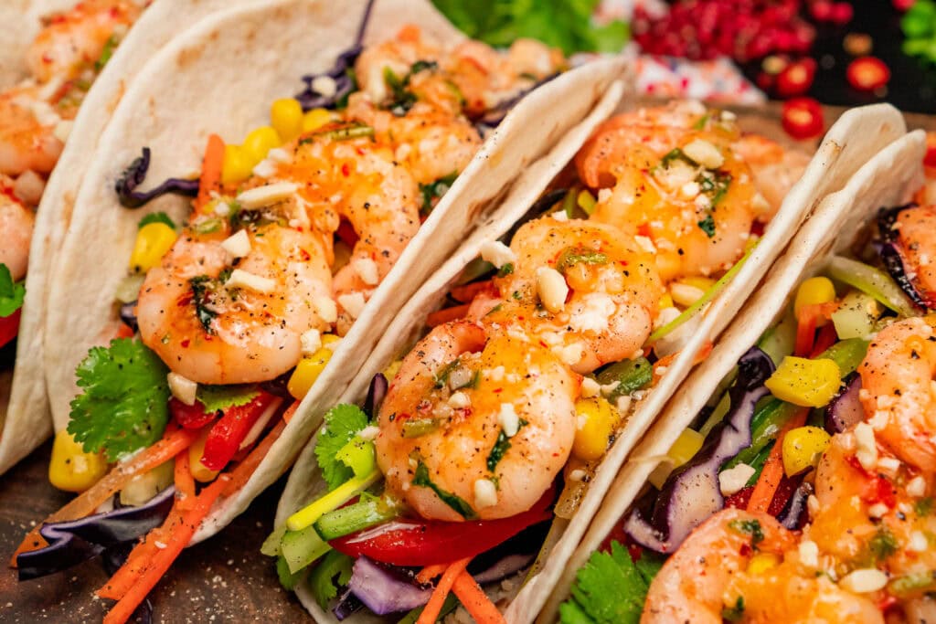 Prawn Tacos (Shrimp Wraps) with Sweet Chilli Sauce - Flawless Food