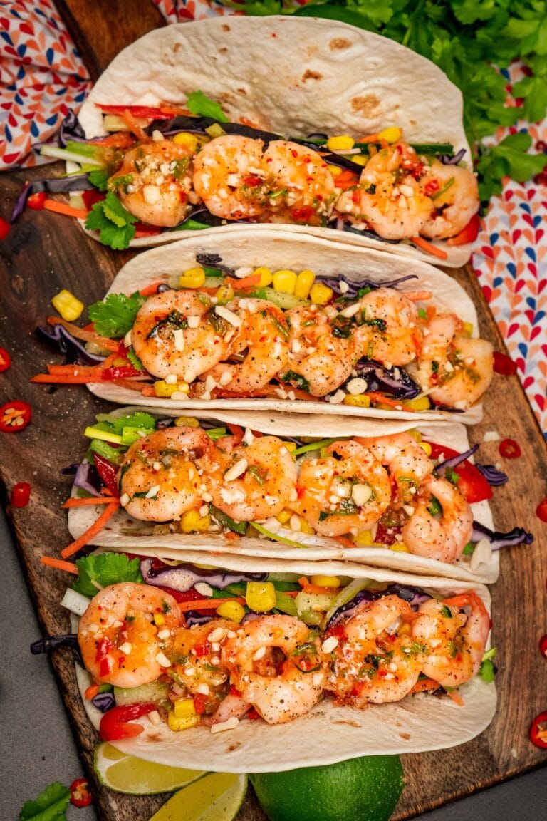 Prawn Tacos (Shrimp Wraps) with Sweet Chilli Sauce - Flawless Food